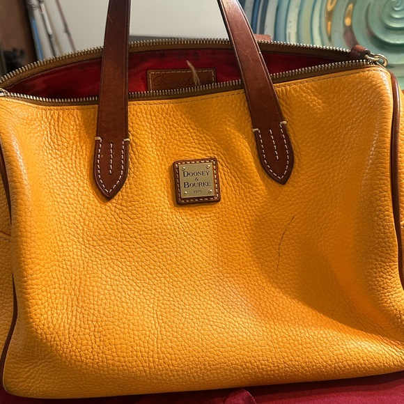 Dooney & Bourke | Bags | Dooney Bourke Yellow Leather Tote Bag | Poshmark